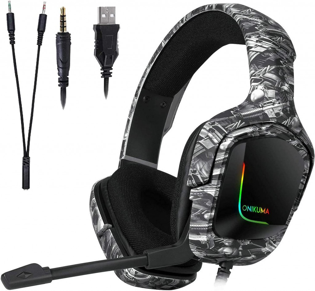ONIKUMA K20 Camouflage RGB Gaming Headset – Noise Cancelation ...