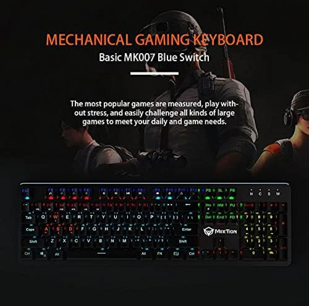 Meetion MK007 Gaming Keyboard - LED Mechanical with Metallic Surface ...