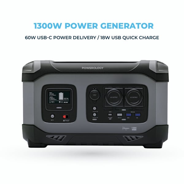 Powerology Portable Power Generator 392000mAh 1300W PD 60W- Black ...