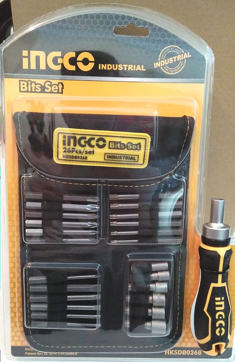 inGCO screwdriver set 26 pcs bits and hand ratchet - case to save set ...
