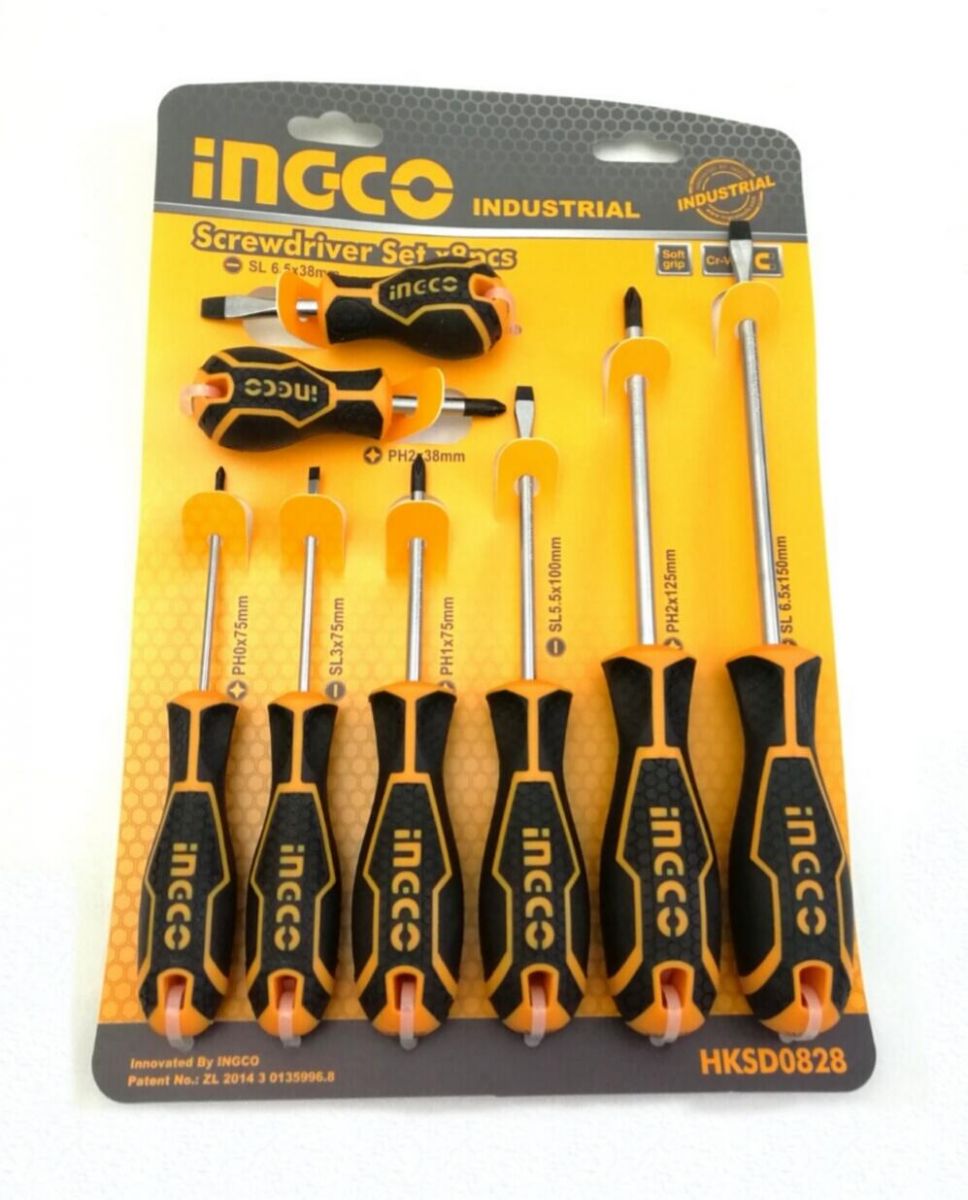 inGCO screwdriver set 8 pcs rubber hand heavy duty - tejarra.com