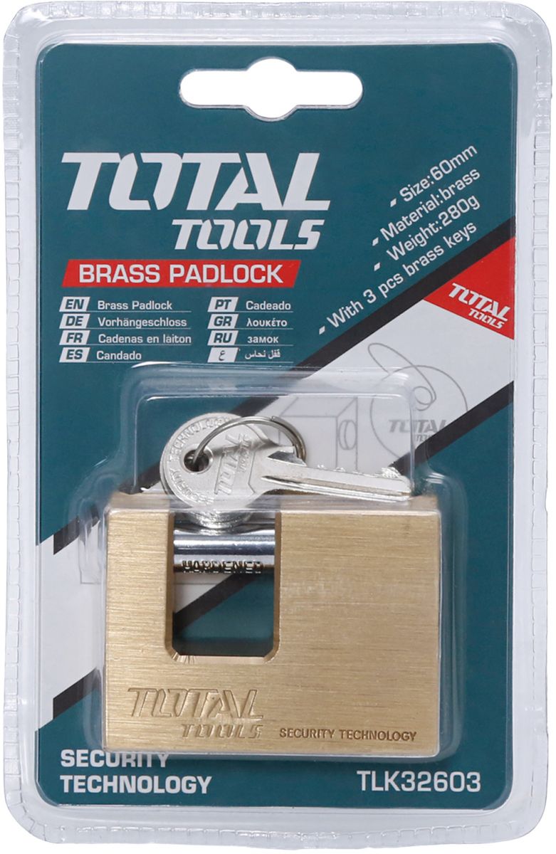 Total Tools Brass Block Padlock - 60 mm - tejarra.com
