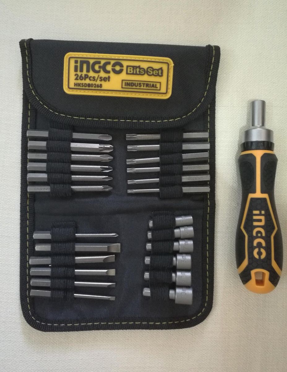 inGCO screwdriver set 26 pcs bits and hand ratchet with case to save ...