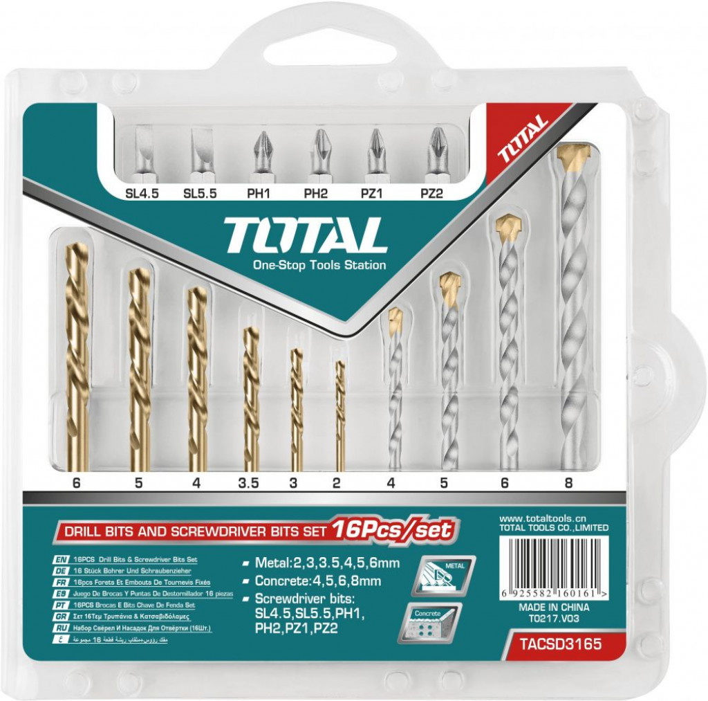 Total Drill Bits & Setscrew Driver Bits 16 Pcs - tejarra.com