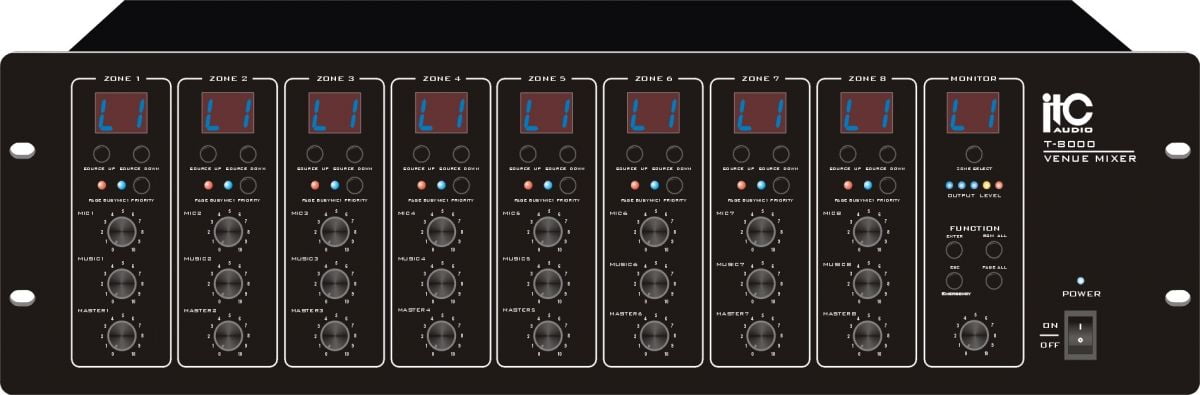 T-8000 8x8 Audio Matrix & Paging Controller - tejarra.com