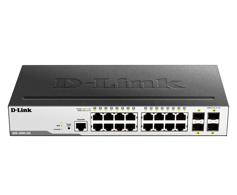 D-link / DGS-3000-20L / 16 Port Gigabit + 4 SFP + 1 Console Port ...