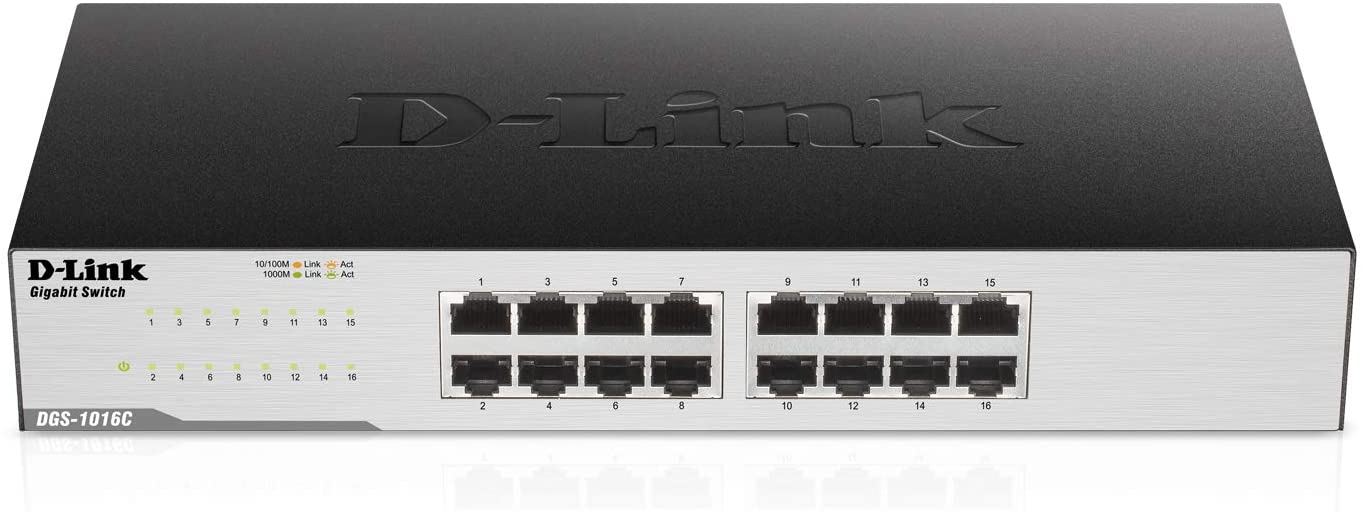 D-Link Ethernet Switch, 16 Port Gigabit Unmanaged Network Internet Hub ...
