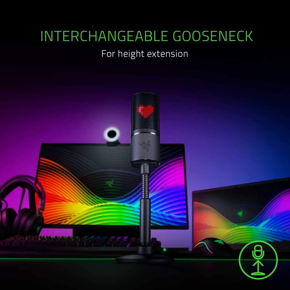 Razer Seiren Emote Streaming Microphone: 8-bit Emoticon LED Display ...