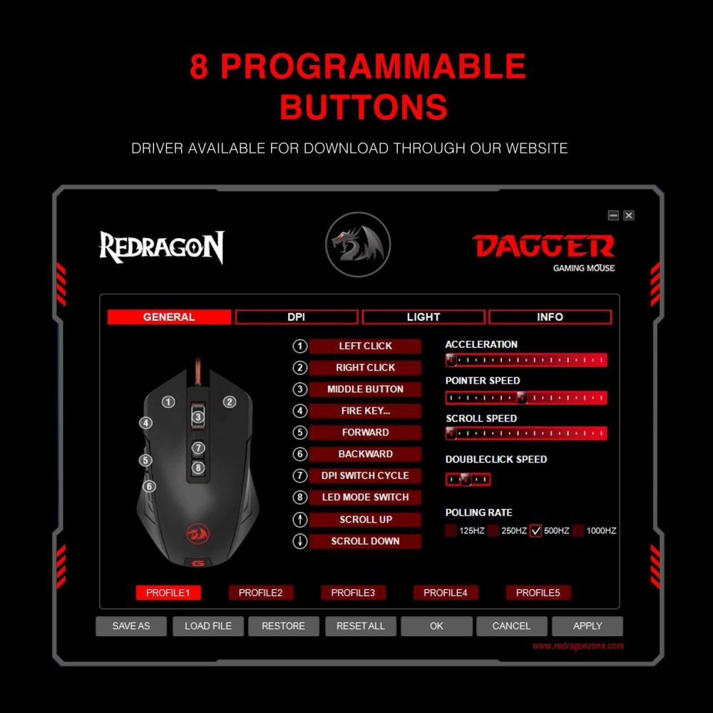 Redragon M715 Dagger RGB Gaming Mouse | 10,000 DPI | 7 Programmable ...