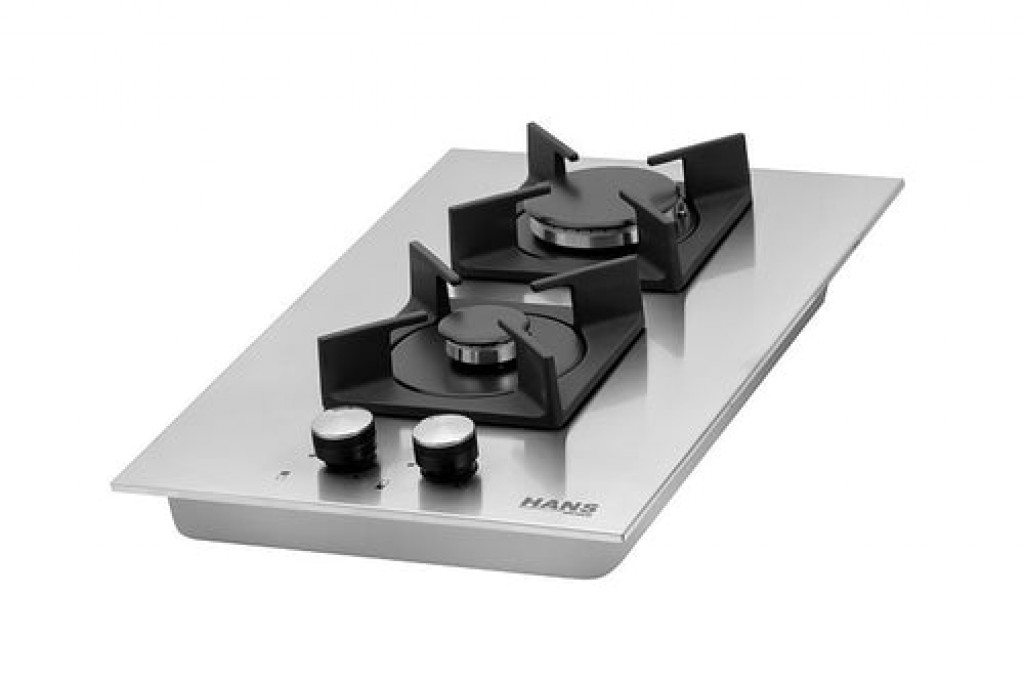 Hans Built-In Gas Hob 2 Burners, 30 cm, Glass Covered, Stainless Steel ...
